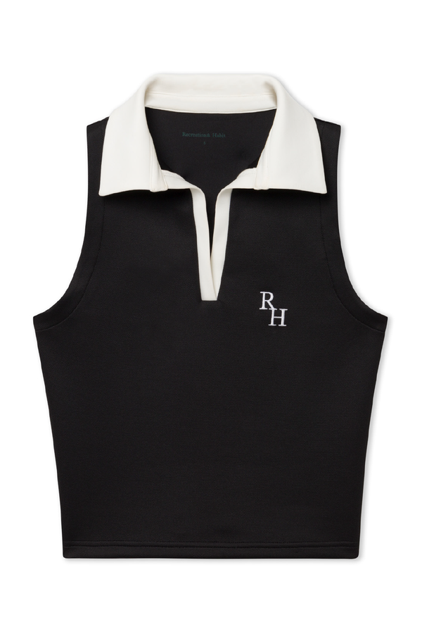 Michelle Sleeveless Polo Top in Black – Recreational Habits